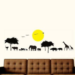 wall art stickers 100 cm Jungle safari silhouette extra large wall ...