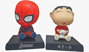 Daiyamondo Avenger Spider Man With Shinchan Eye closed Big Size Bobble Head - Action Figure ...