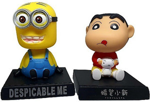 Daiyamondo Despicable Minion With Shin Chan With Dog Big Size Bobble Head - Action Figure Moving ...