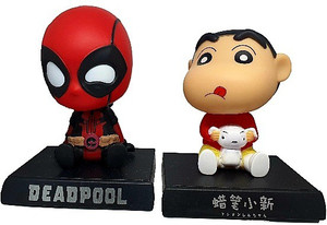 Daiyamondo Deadpool With Shin Chan With Dog Big Size Bobble Head - Action Figure Moving Head ...