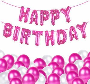 Flipkart.com | Realistic Store Printed Happy Birthday Pink Foil Letter ...