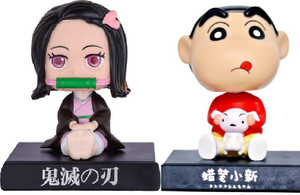 Daiyamondo Ninja Girl With Shinchan With Dog Big Size Bobble Head - Action Figure Moving Head ...
