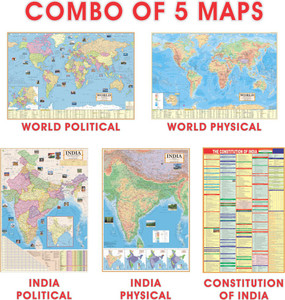 (COMBO OF 5 MAPS, CHARTS WITH COMPLIMENTARY HIGHLIGHTER & MAGNIFYING GLASS) INDIAN History of ...