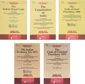 Combo Of 5 Bare Acts Constitution Of India, Indian Penal Code, Code Of Criminal Procedure 1973 ...