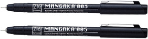 Zig ZIG KURETAKE CARTOONIST MANGAKA 010 BLACK PIGMENT MICRON LINER PENS (003) PACK OF 2 PCS ...