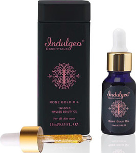 Indulgeo Essentials Rose Gold Beauty Oil (15 mL) |24K Gold Infused Makeup Face Primer ...