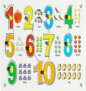 Eduway Numeric Numbers 1 To 10 Wooden Puzzle Board for Kids with Knobs ...