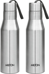 MILTON Super 750 Single Wall Stainless Steel Bottle, Set of 2, 650 ml Each, Silver 650 ml Bottle ...