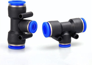 sl sales 10-8-10MM Pneumatic Union Tee Quick Fitting Connector Reducing Coupler Tube Fitting One ...