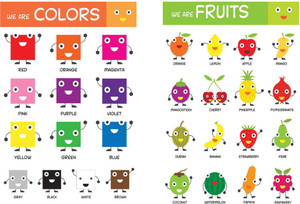 Colors And Fruits Names Wall Poster|Kids Educational Wall Poster Combo ...