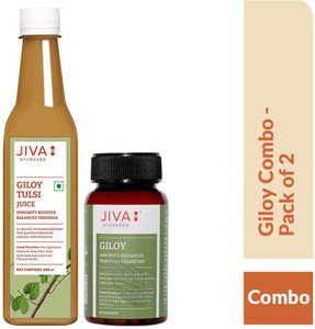 JIVA Giloy Combo - Giloy Tulsi Juice (500 ml) and Giloy Capsule (60 Capsules) - Ayurvedic ...