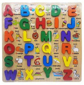 PREMIUM PARTY SHOP Wooden Picture Alphabet ABC Puzzle for Kids Ages 3-5 ...