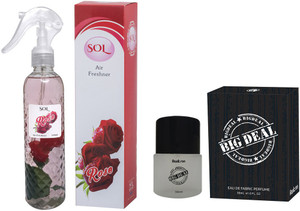 Sol Rose, Spicy Spray Rose Air Freshener with Big Deal 30ml Eau De Fabric Perfume - Combo Pack ...