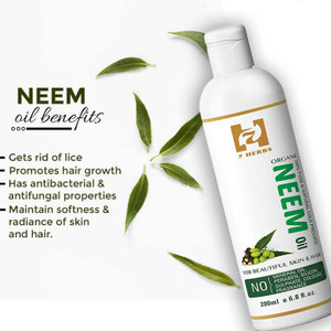 7HERBS NATURAL Multipurpose Pure Neem Oil for Hair & Skin - Remove pimples, acne and cure any ...
