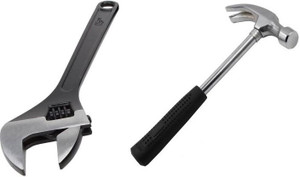 Toolhub Smart Tool Kit For Home Curved Claw Hammer, & 12In Adjustable Spanner Hand Tool Kit ...