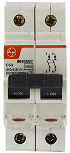 L&T Exora Miniature Circuit Breakers (MCBs) - 63A C-Curve 10 KA Double Pole (DP) ISI Marked ...