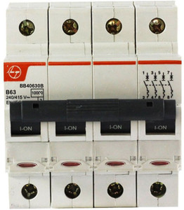 L&T Exora Miniature Circuit Breakers (MCBs) - 63A B-Curve 10 KA Four Pole (FP) ISI Marked ...