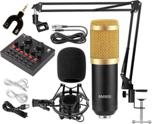 IMAGINEA BM800 Condenser Mic with V8 Live Sound Card, Shock Mount, Pop Filter, Arm Stand & Anti ...
