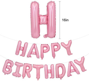 Flipkart.com | HIGH SHINE Solid Light Pink Happy Birthday Balloons ...