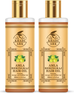 Khadi Ark Amla Bhringraj Hair Oil For Hair Growth & Anti Hair-Fall (Pack of 2, 200 ML Each) Hair ...