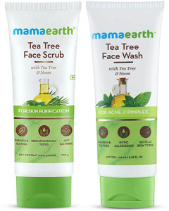 Mamaearth Tea Tree Skin Clarifying Combo (Tea Tree Face Wash 100ml + Tea Tea Face Scrub 100g ...