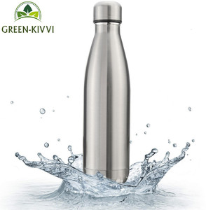 GREEN KIVVI Vacuum Insulated Stainless Steel Double Wall Bottle, Hot & Cold Water Feature 500 ml ...