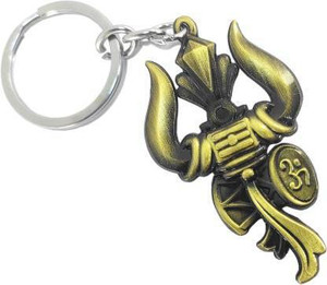 movilhub Lord Shiv Shankar Trishul Damru Om Double Side Metal Keychain and Keyring For Bike Car ...