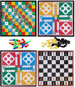 sports & fitness junction Combo Of Ludo + Chess + Snake & Ladders With 2 set of Ludo Coins 1 set ...