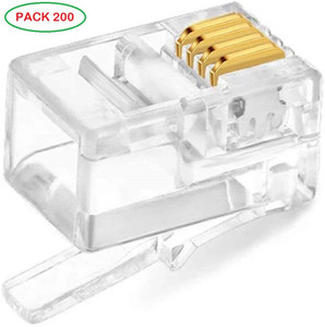 Tech-X RJ9 Modular Phone Headset 4P4C Plug Jack Connector for RJ9 / RJ10 / RJ22 Telephone Flat ...