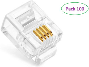 Tech-X 100pcs Telephone Plug 4 Pin RJ11 6P4C Modular Plug Telephone Phone Connector Crystal Head ...