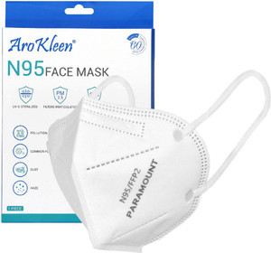 ARO KLEEN N95 5 Layered Face Mask CE, ISI Mark, UV-C Sterilised- PM-2.5 , Pack of 50 Piece AK ...