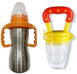 Miakasa Stainless Steel Baby Feeding Bottle With Fruit Feeder, ORANGE - 240 ml - Buy Miakasa ...