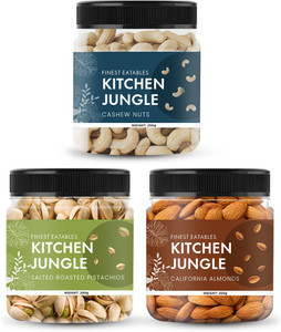 Kitchen Jungle Dry Fruit Combo Pack | California Almonds (250gm) + Cashew Nuts (250gm) + Salted ...