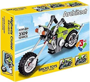 WudCraft DIY Decool JISI Architect 3109 Harley Cruiser Bike Building blocks, self Construction ...