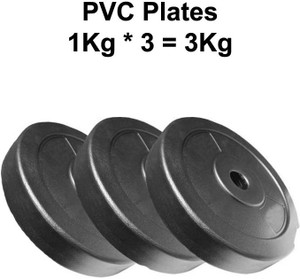 BMS Sports 3 kg 1Kg PVC Plate Black Weight Plate (3 Piece) 3Kg Home Gym Combo Price in India ...