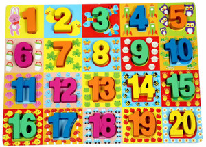 Authfort Wooden 1 TO 20 Number Puzzles for Kids, Montessori Digital ...