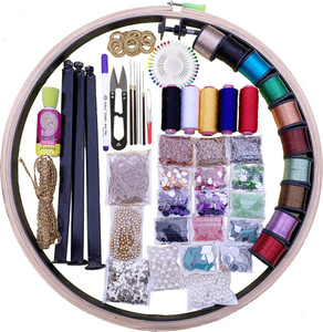 Qroof Aari Work Materials, Maggam Work Embroidery Combo Kit with 18 inch Aari Stand Beginner’s ...