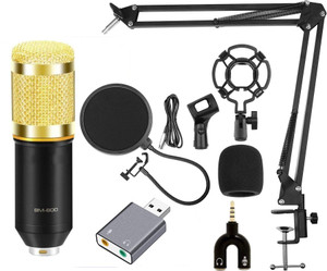 IMAGINEA BM800 Condenser Mic with USB Sound Card for Studio Recording with Boom Stand, Shock ...