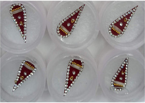 ONLINE JUNCTION OJ Stone Stud Bindi Long Bridal Dulhan Groom Bindi Shagun-Pack of 6 Forehead ...