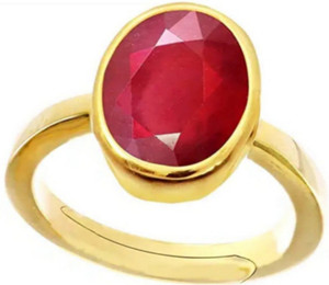 Shyne 8.25Ratti Ruby (Manik) Certified Gemstone Panchdhatu Adjustable Ring Metal Ruby Gold ...