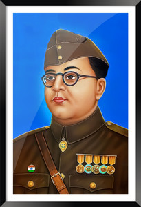 DBrush Netaji Subhas Chandra Bose Modern artwork Framed Indian Freedom Fighter leader Digital ...