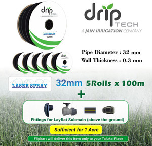 Driptech India Laser Spray, 32MM Rainpipe,100M+Fittings for Layflat Submain (above the ground ...