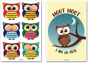 Combo Set of 2 Cute Owls Hooting Poster | Motivational Funny Quotes for ...