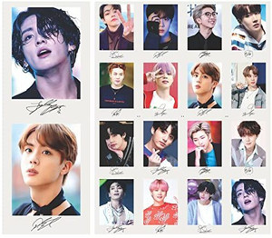 BTS Post Cards (Pack of 16) 350 GSM Premium Paper Print and Laminated Autograph Photocards (3x4 ...