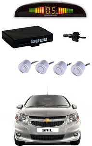 MATIES Increased Safety for passengers Car White Sensor LED Display/4 Parking Sensors Alarm Kit ...
