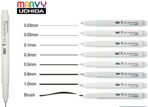 Marvy Uchida Black Ink Technical Pens Assorted (Pack of 10, Black) Fineliner Pen - Buy Marvy ...