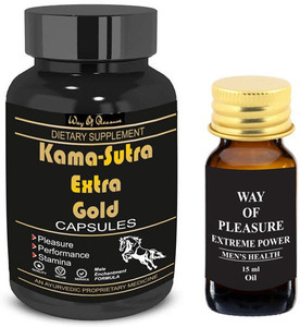 Way Of Pleasure Kama Sutra Extra 30 Capsules Gold With Extreme Power Oil 15ml For Men Price in ...