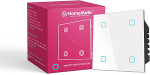 HomeMate Wi-Fi + Bluetooth Smart 4 Gang Touch Switch (White, Pack of 1 ...