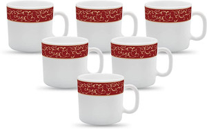 vocal india Pack of 6 Opalware Red Glass Tea ,Chai and Coffee mug set 180 ml Price in India ...