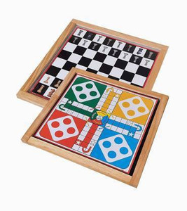 AQUILA Wooden Frame Ludo + Chess 2 in 1 Board Game Combo Strategy & War Board Game - Wooden ...